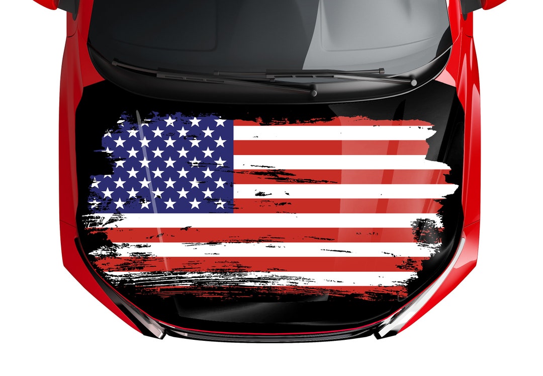 Customizable American Flag Style Hood Wrap Vinyl Custom Sizes VFRWB05 ...
