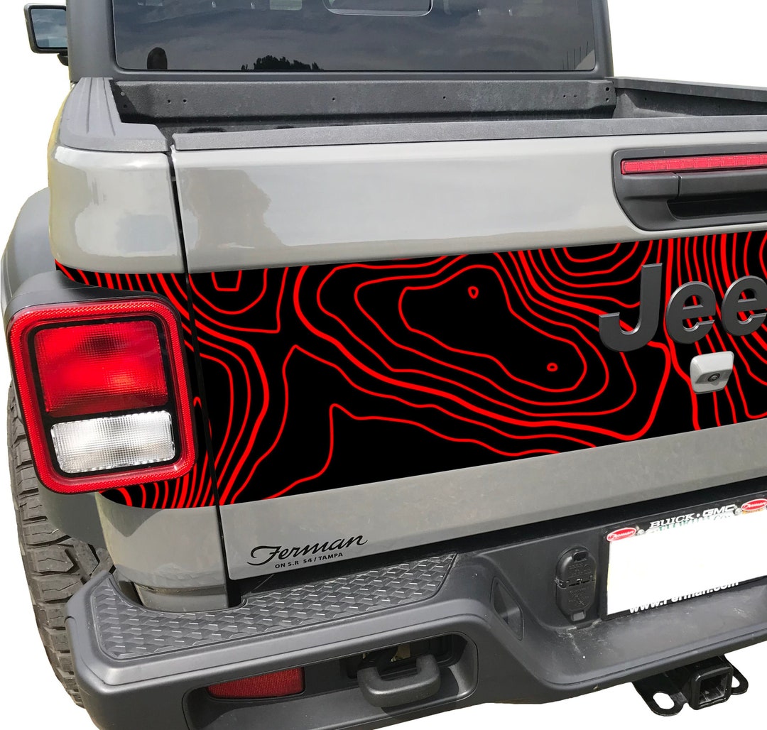Custom Topographic Topo Tailgate & Tail Light Decal Fits Jeep Gladiator ...