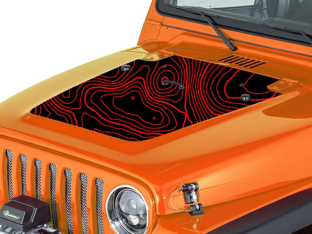 Topographic Topo Hood Decal Compatible With 1997-2006 Jeep Wrangler TJ ...