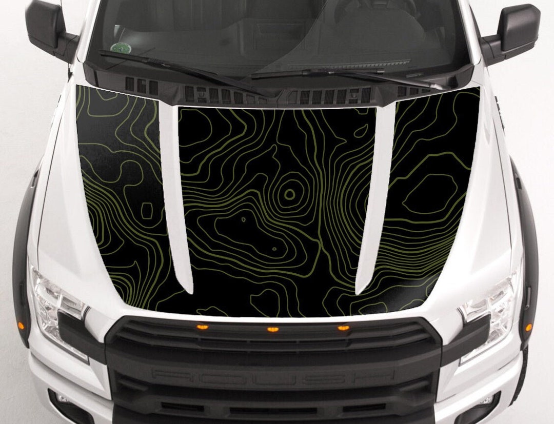 Customizable Topographic Hood Wrap Blackout Decal Compatible With F150 ...