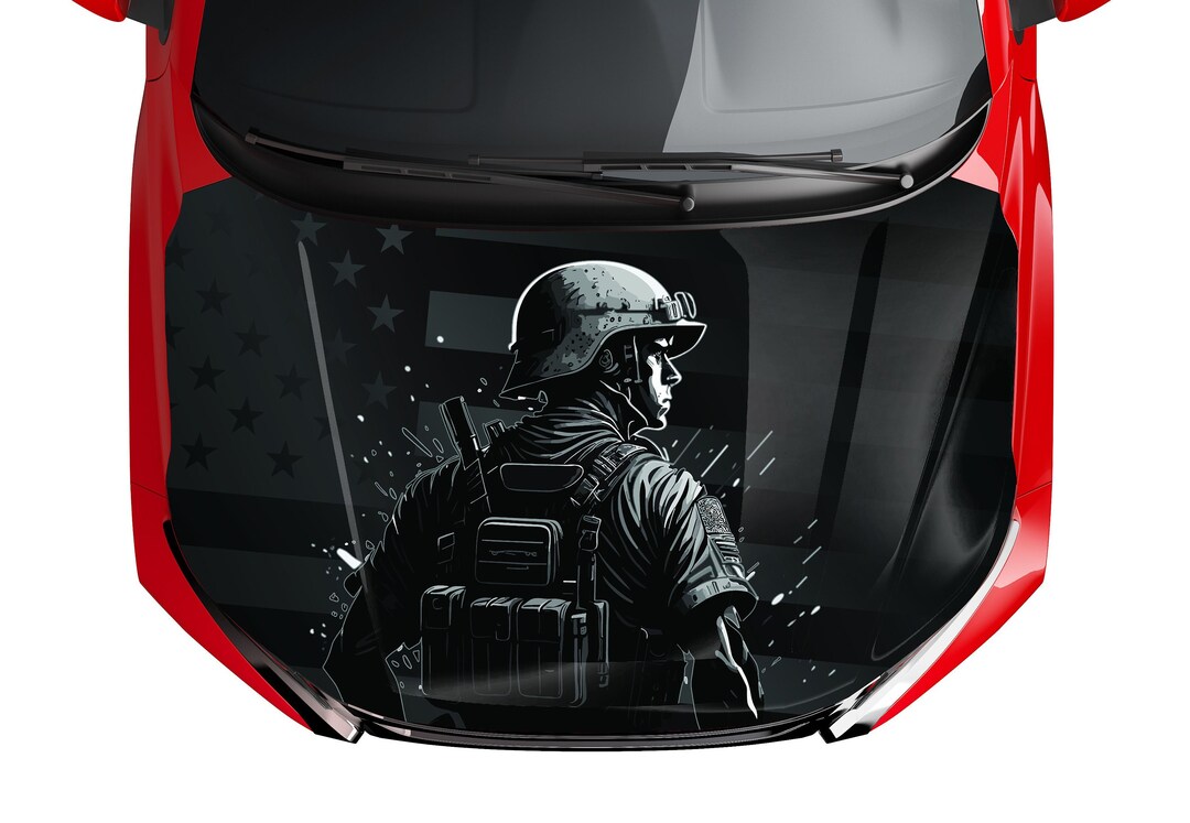 Military Soldier American Flag Hood Wrap Vinyl 52 X 72 10 Year 3m Wrap ...