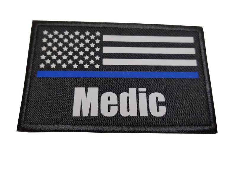 EMS EMT Medic Paramedic USA Flag Patch Thin Blue Line Patch - Etsy