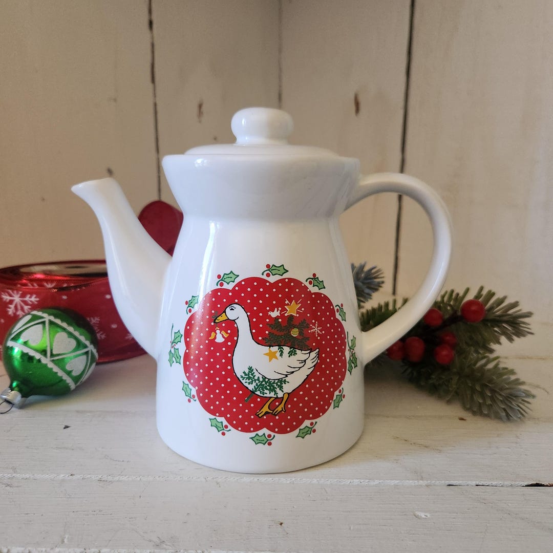 Vintage Vermillion Country Goose Christmas Ceramic Teapot - Made in ...