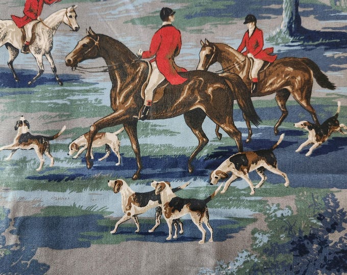 1988 Waverly Equestrian Toile Fabric - Gorgeous Depiction of the Hunt ...