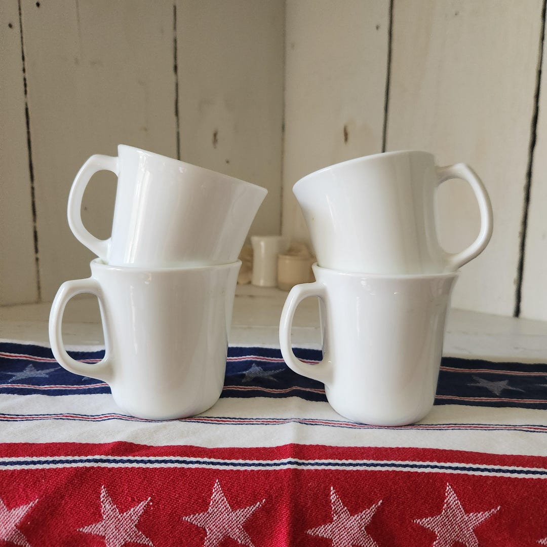 Set of Four White Corning Coffee Cups / Mugs With D Handle - Perfect ...