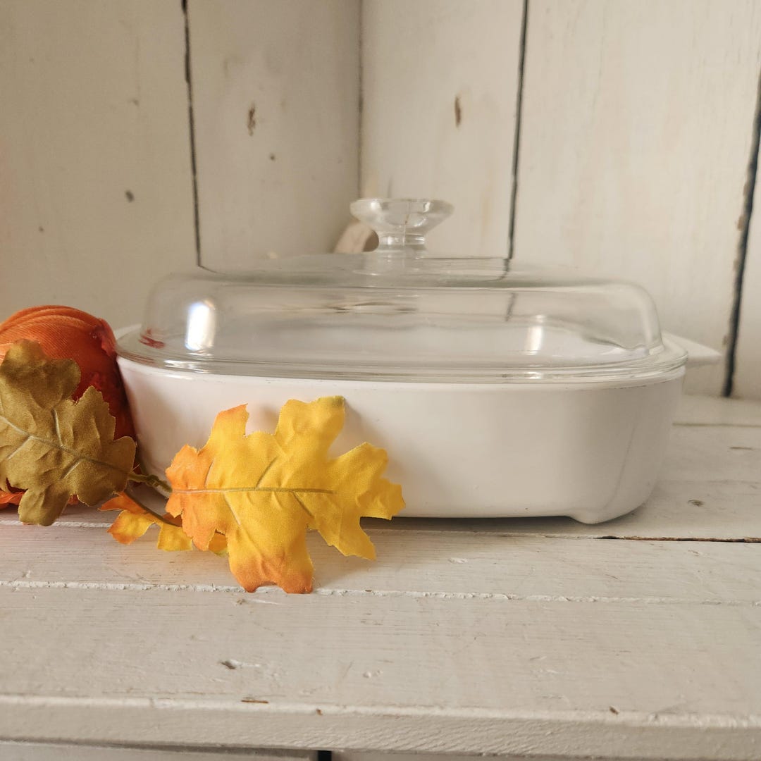 Vintage 1980s Corning Ware Microwave Browning Dish Solid White With Lid ...