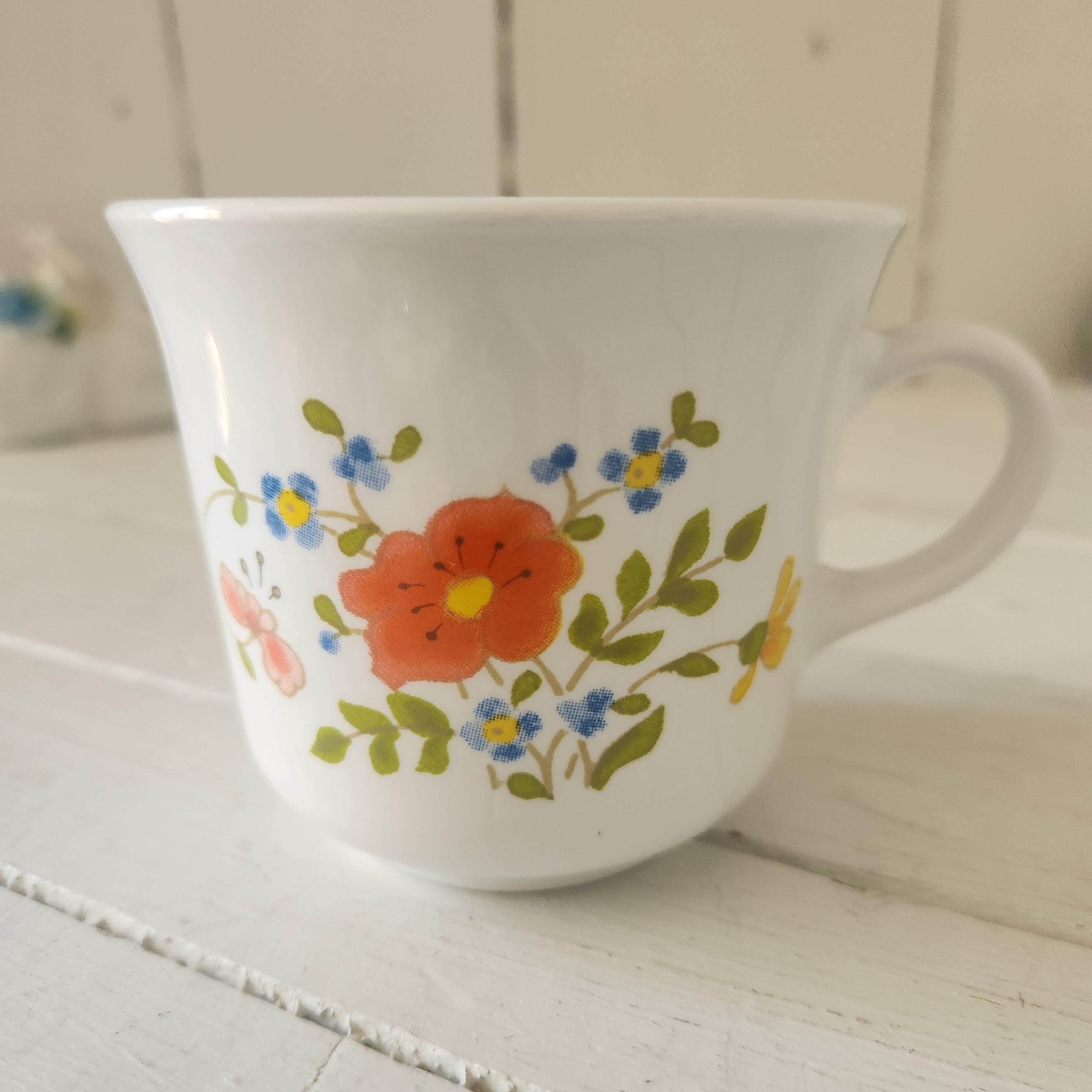 Vintage Corning Ware Wildflower Pattern Coffee Cups / Mugs/ Tea Cups ...
