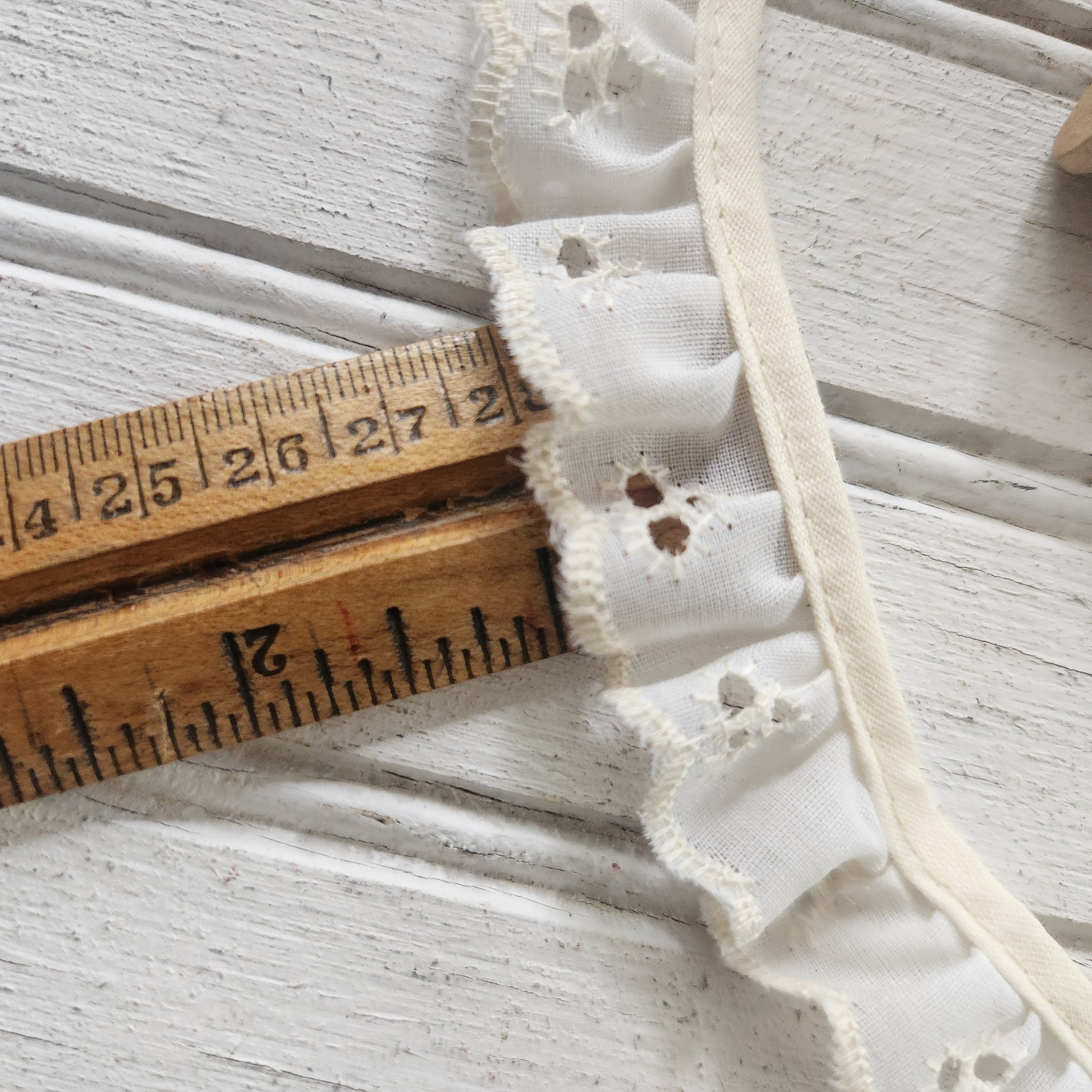 Vintage Eyelet Gathered Cotton Trim - 2 Yards - Clean Fresh and ...