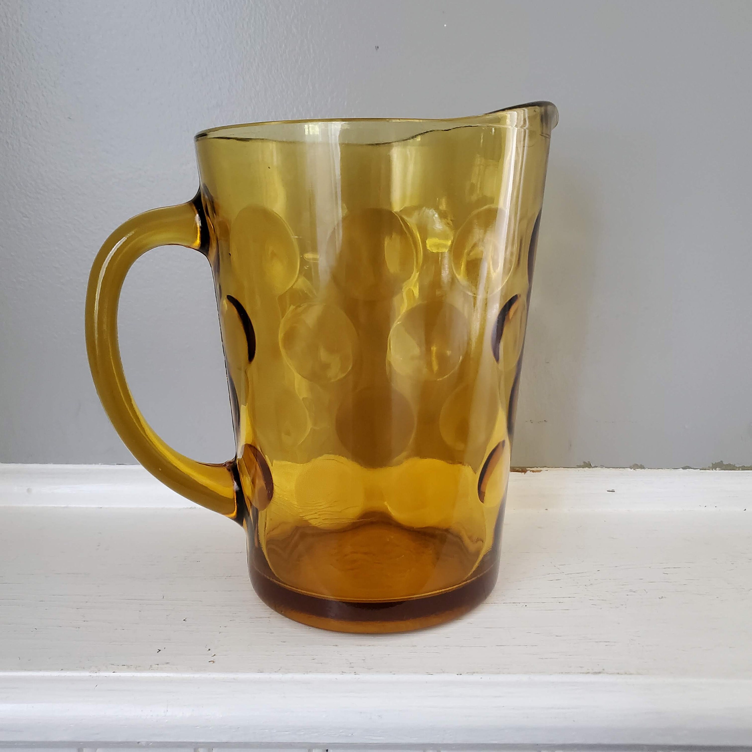 1970s Vintage Hazel Atlas Amber Thumbprint Water Pitcher Very - Etsy