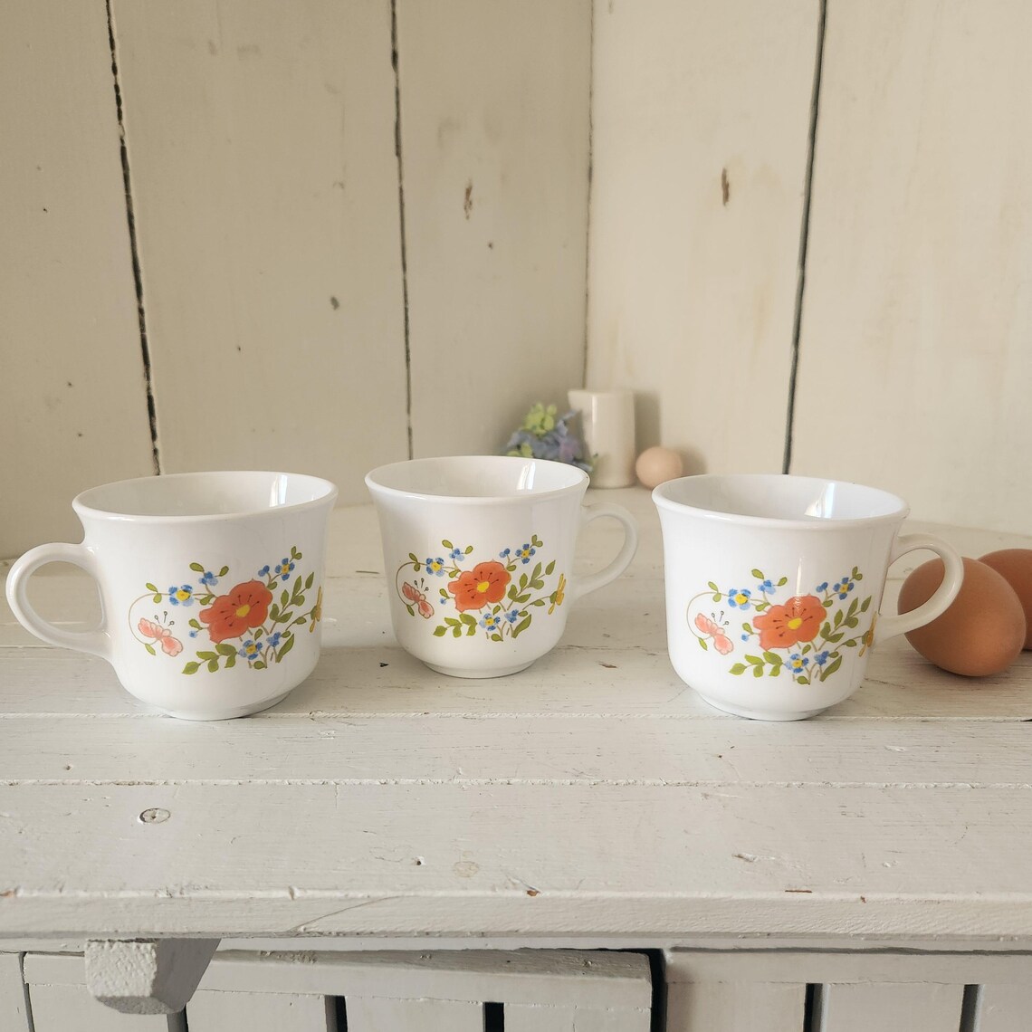 Vintage Corning Ware Wildflower Pattern Coffee Cups / Mugs/ Tea Cups ...