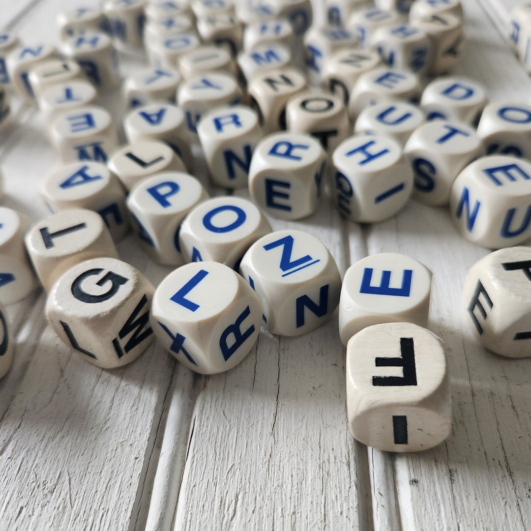 Vintage Cube Shaped Letter Dice -alphabet Cubes - Game Pieces - Large ...