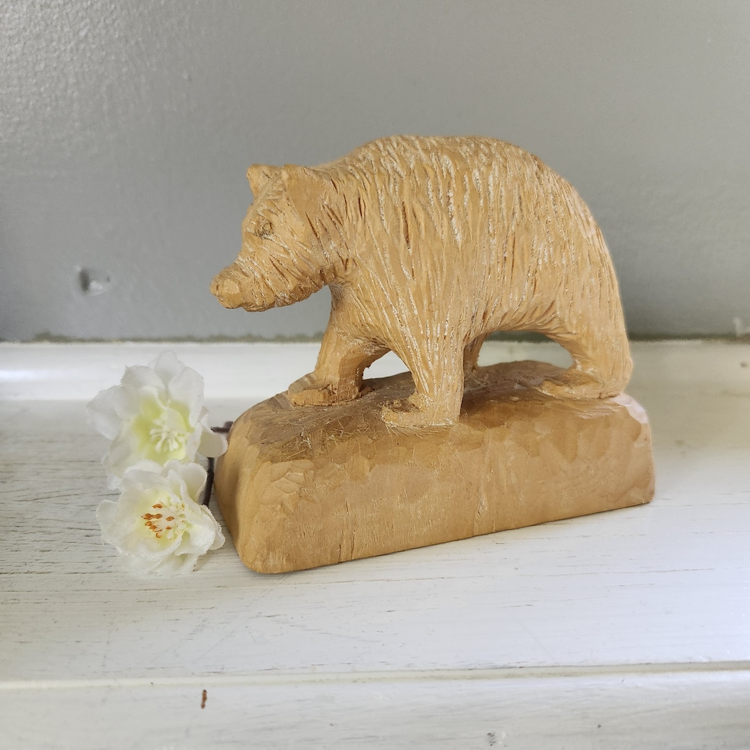 Hand Carved Bear - Made From Lightweight Wood - Marked CES - Perfect ...