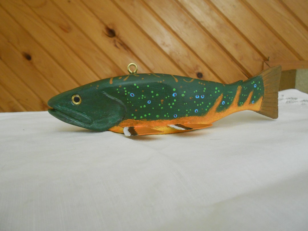 Hand Carved Spearing Decoy Ice Fishing Trout - Etsy