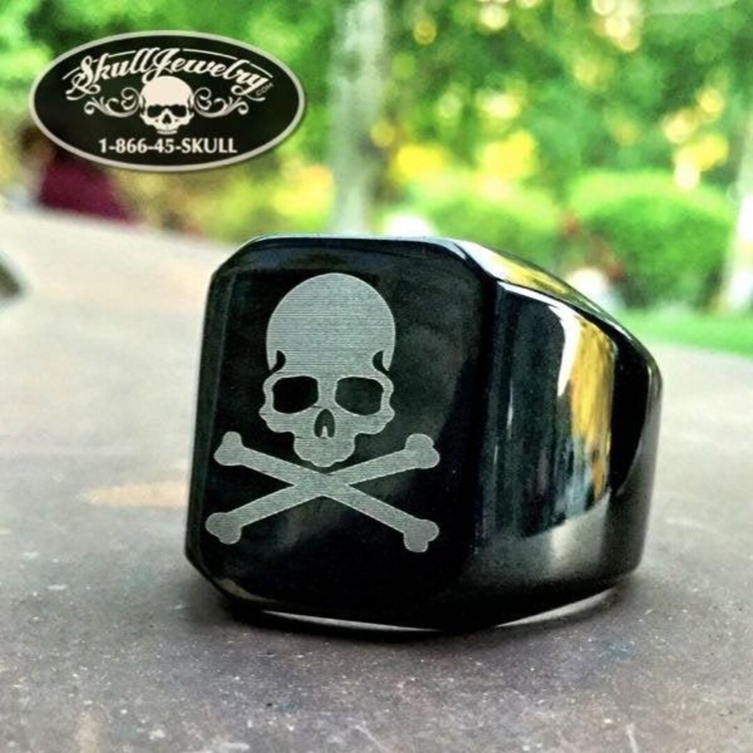 Secret Society - Black Skull & Bones Skull Ring (#562) - Etsy Canada