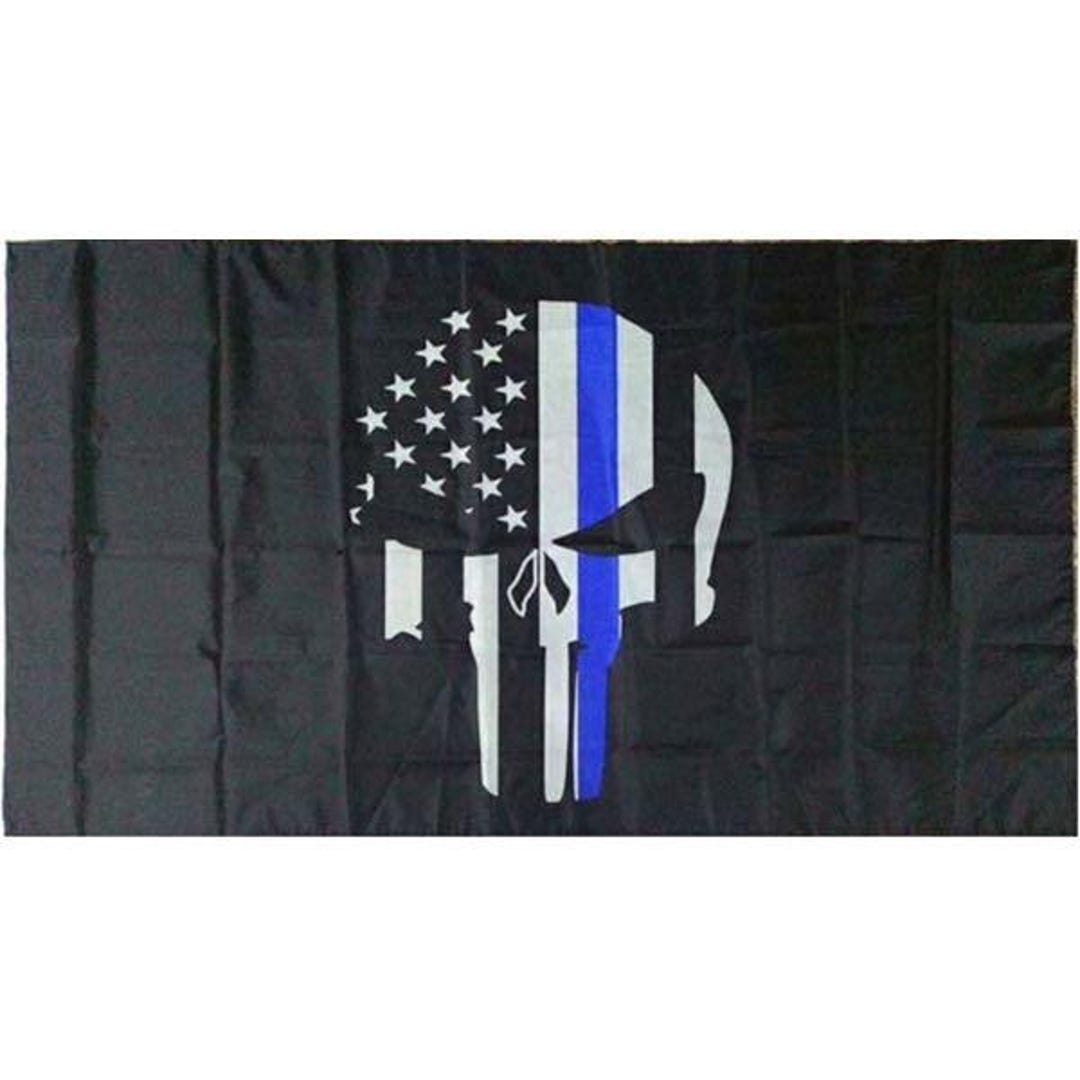 Thin Blue Line Skull Flag 3'x5' (#flag025) - Etsy