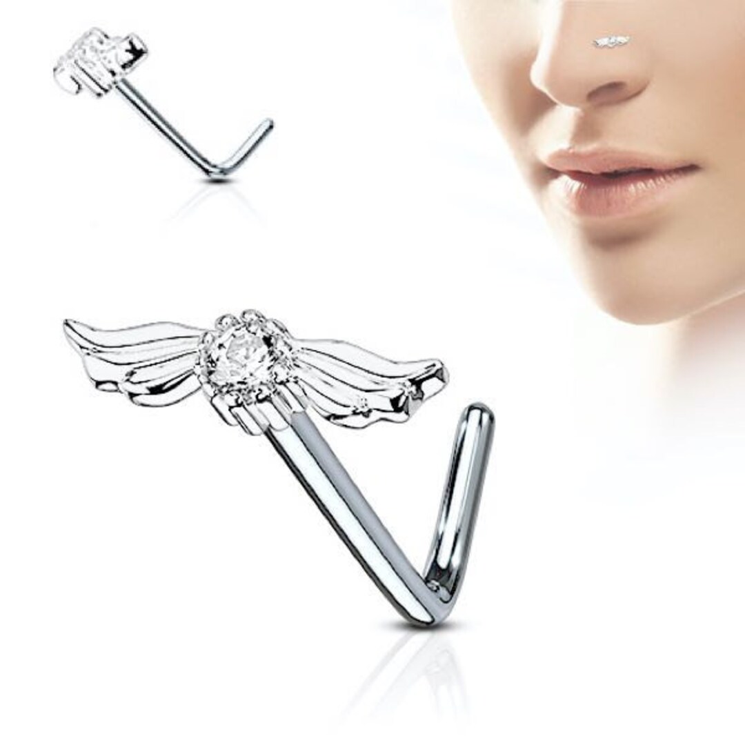 Angel Wings Nose Stud Ring Clear - Etsy