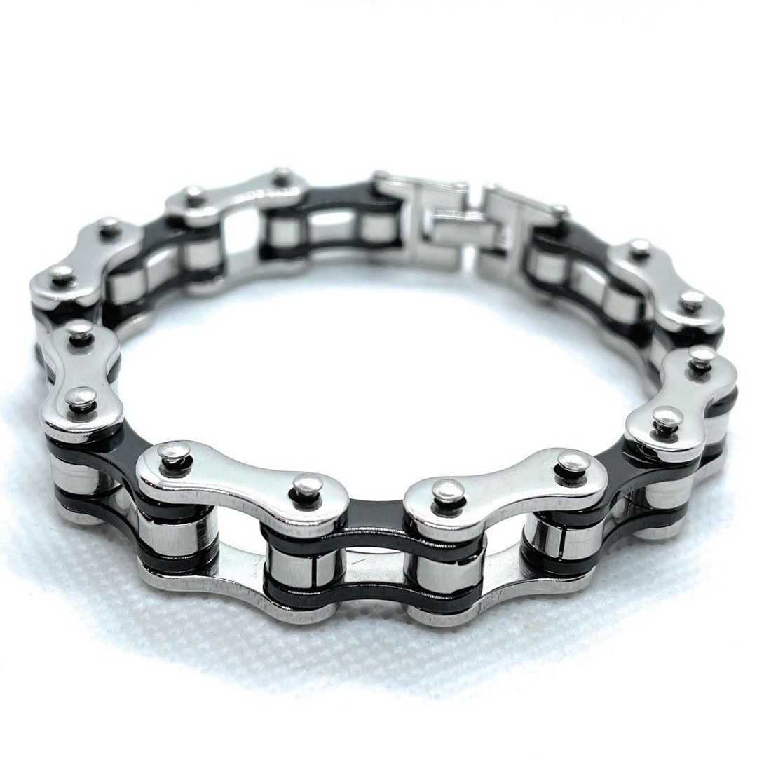 8-1/2" X 1/2" Stainless Steel Motorcycle Chain Bracelet (4 Colors) - Etsy