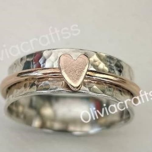 925 Sterling Silver Spinner Ring for Women Worry Ring - Etsy