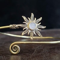 Gold Sun Amethyst Upper Arm Cuff Arm Band Spiral Handmade Made of Brass ...