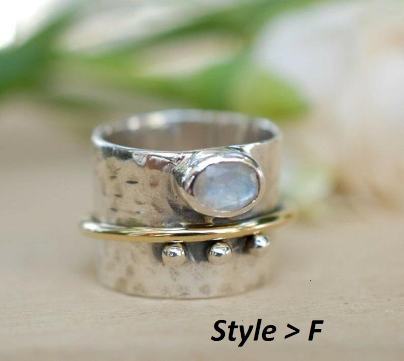 Sterling Silver Moon Spinner Ring for Women, Heart and Follower Spinner ...