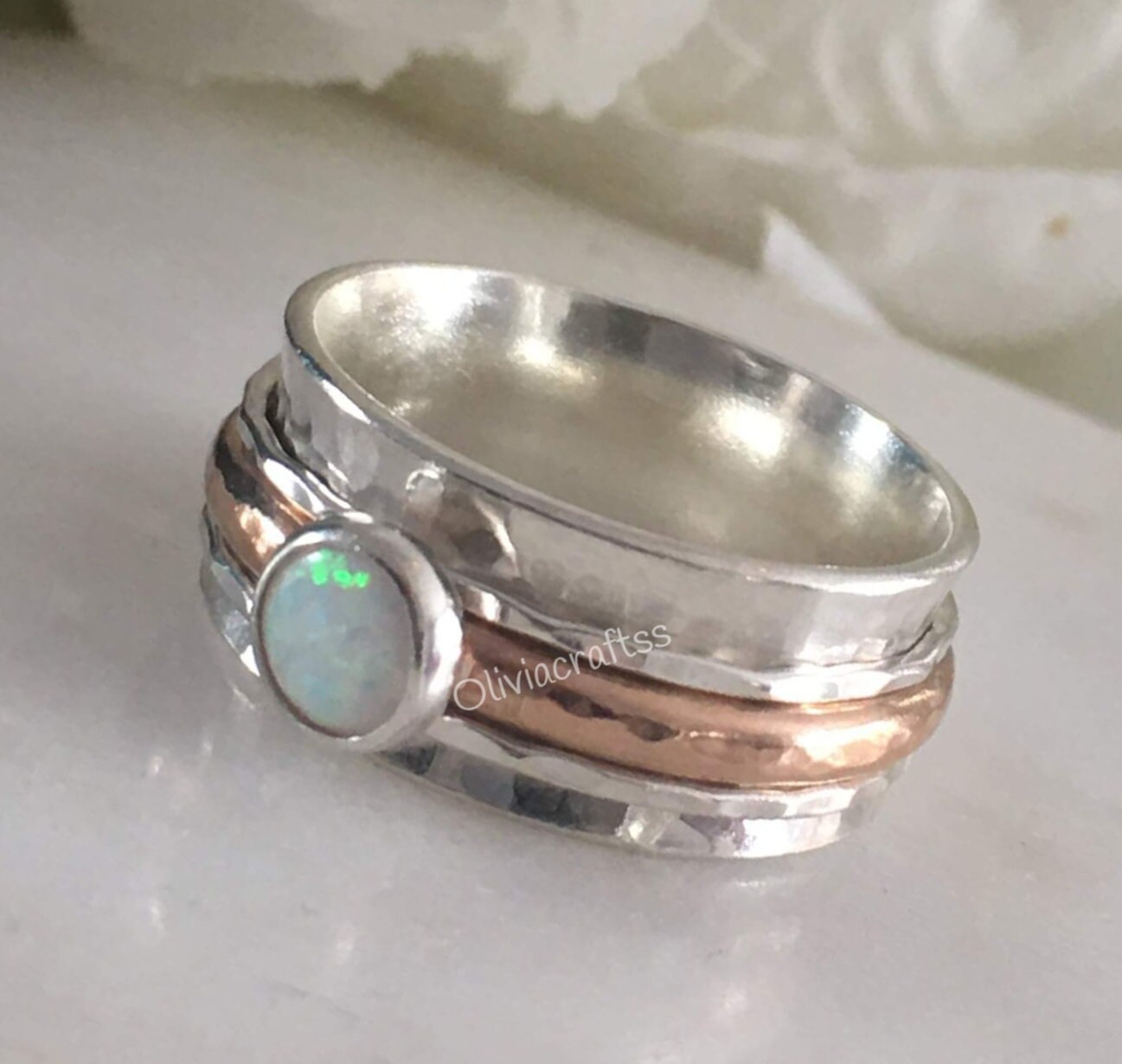 Spinner ring Ethiopian opal ring fidget ring Meditation | Etsy