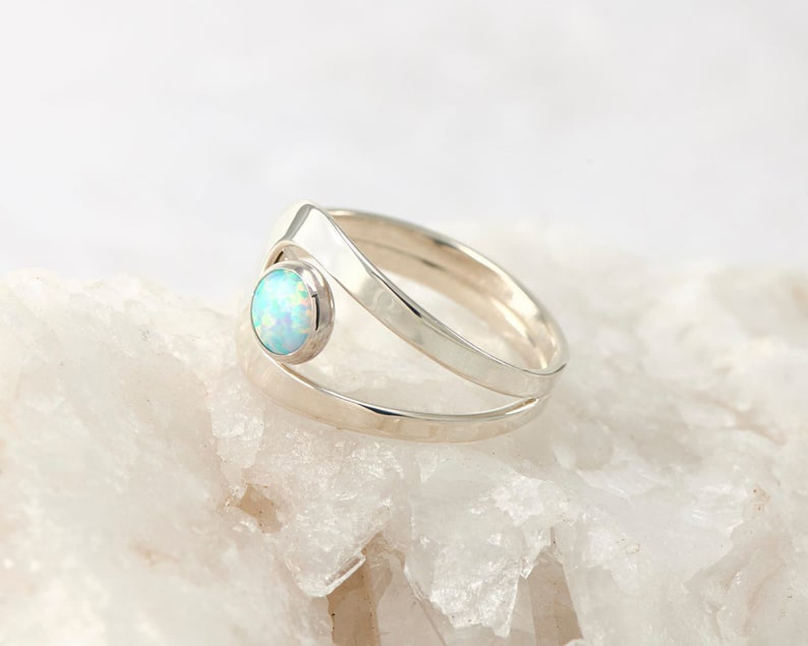 Opal Ring, Blue Opal Ring, Opal Gemstone Ring, Sterling Silver Stone ...