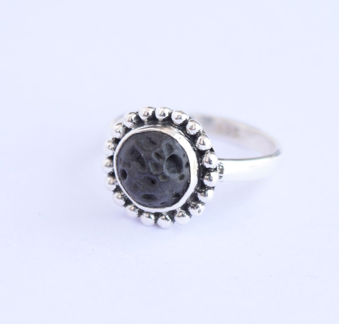 Lava Stone Ring Sterling Silver, Greek Santorini Stone Ring, Summer ...