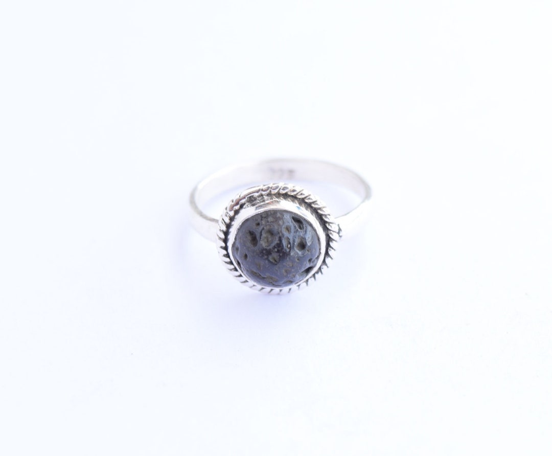 Lava Stone Ring Sterling Silver, Greek Santorini Stone Ring, Summer ...