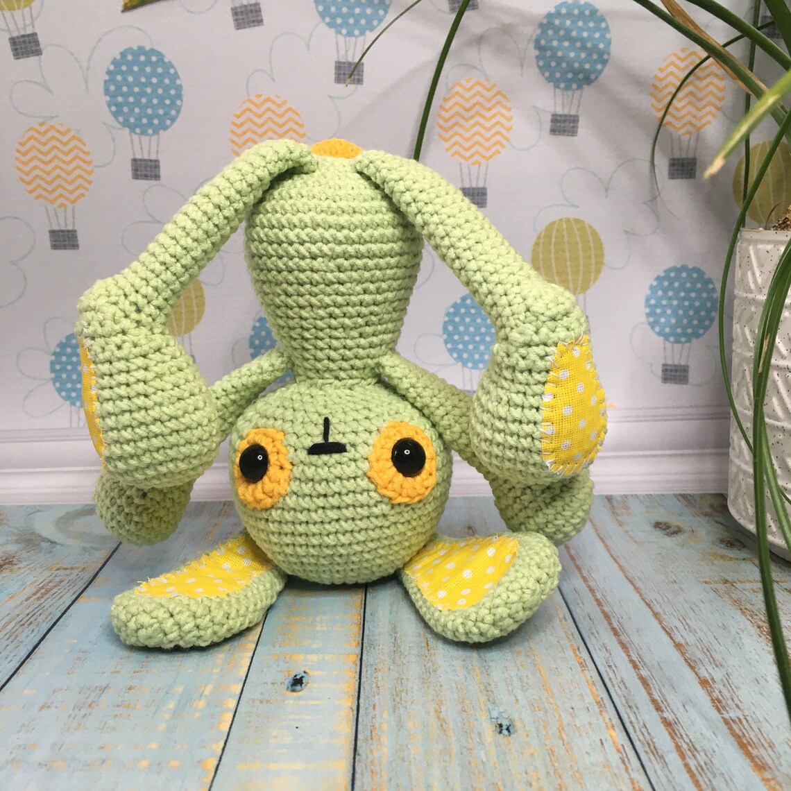 Green cute bunny toy plush crochet stuffed rabbit animal | Etsy