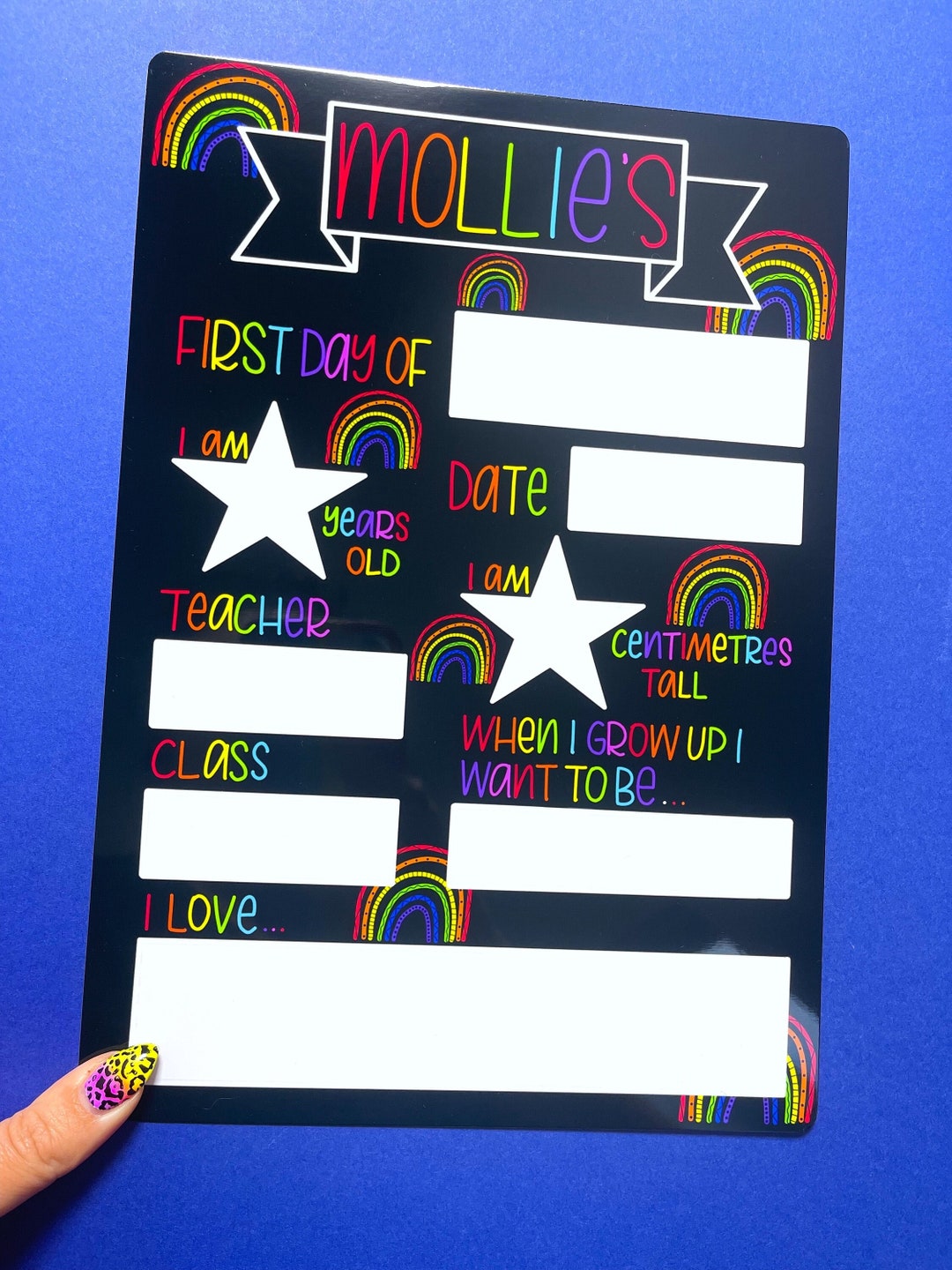 Rainbow First Day of School Whiteboard Sign, School Milestone Board ...