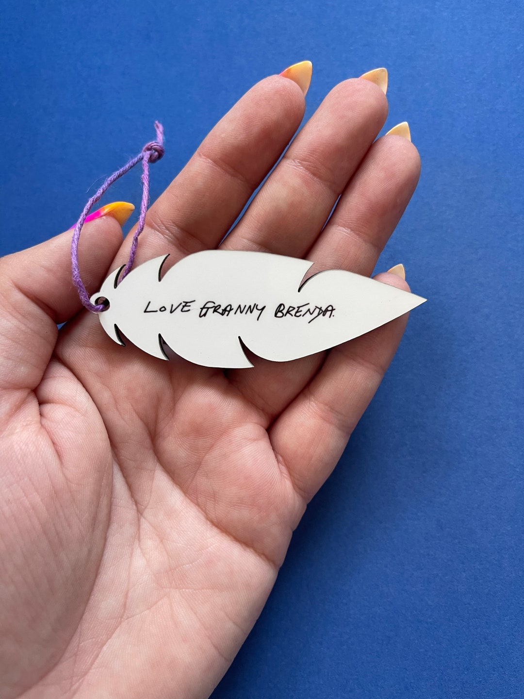 Memorial Actual Hand Writing Hand Written Feather Hanging Decoration - Etsy