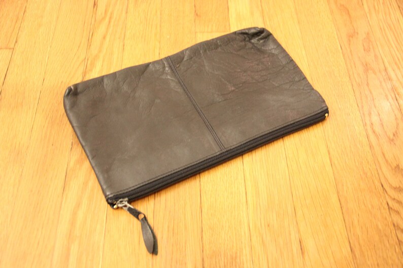 90s Era Vintage Midnight Navy Blue Genuine Leather Zipper - Etsy