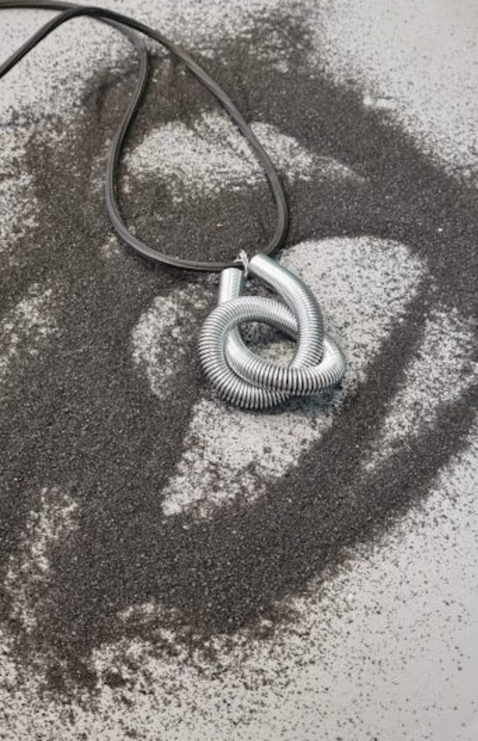 Contemporary Silver Statement Pendant Necklace, Silver Chunky Pendant ...