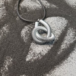 Contemporary Silver Statement Pendant Necklace, Silver Chunky Pendant ...