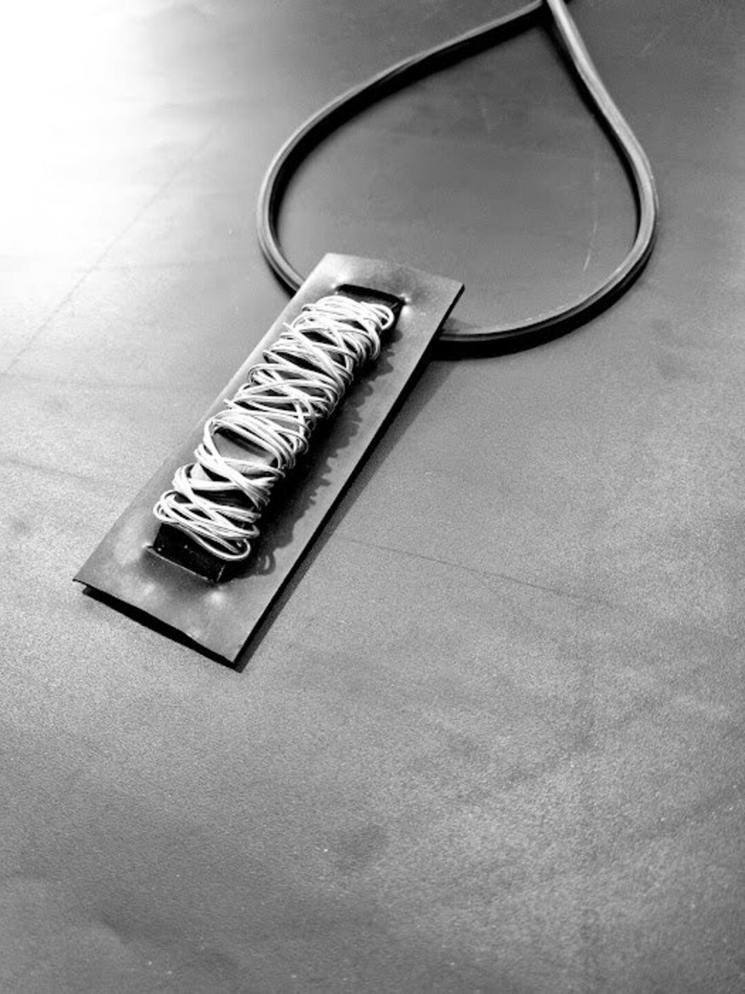 Black & Silver Rubber Pendant Necklace, Black Chunky Necklace, Art ...