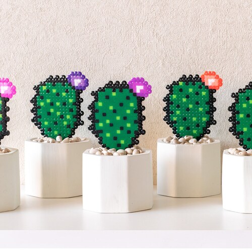 Cacti Hexagon Pixel Art Succulent Perler Hama Cactus Pixel - Etsy