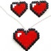 8bit Hearts Set Earrings Necklace 8 Bit Pixel Art Life Jewelry Hama ...