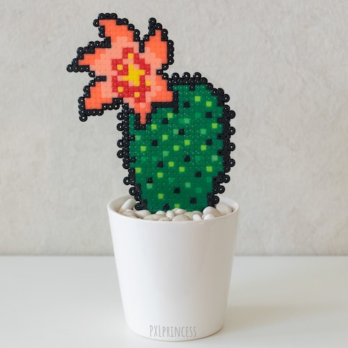 Cacti Hexagon Pixel Art Succulent Perler Hama Cactus Pixel - Etsy