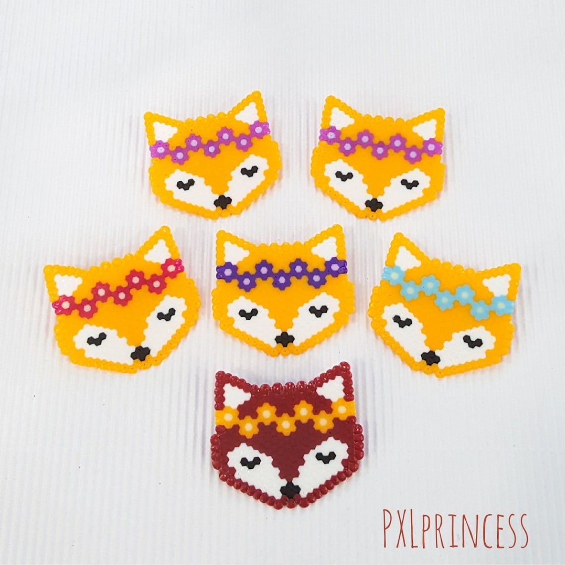 Fox Pin Pixel Art Kawaii Brooch Perler Hama Beads 8 Bit Cute Pin Wreath ...