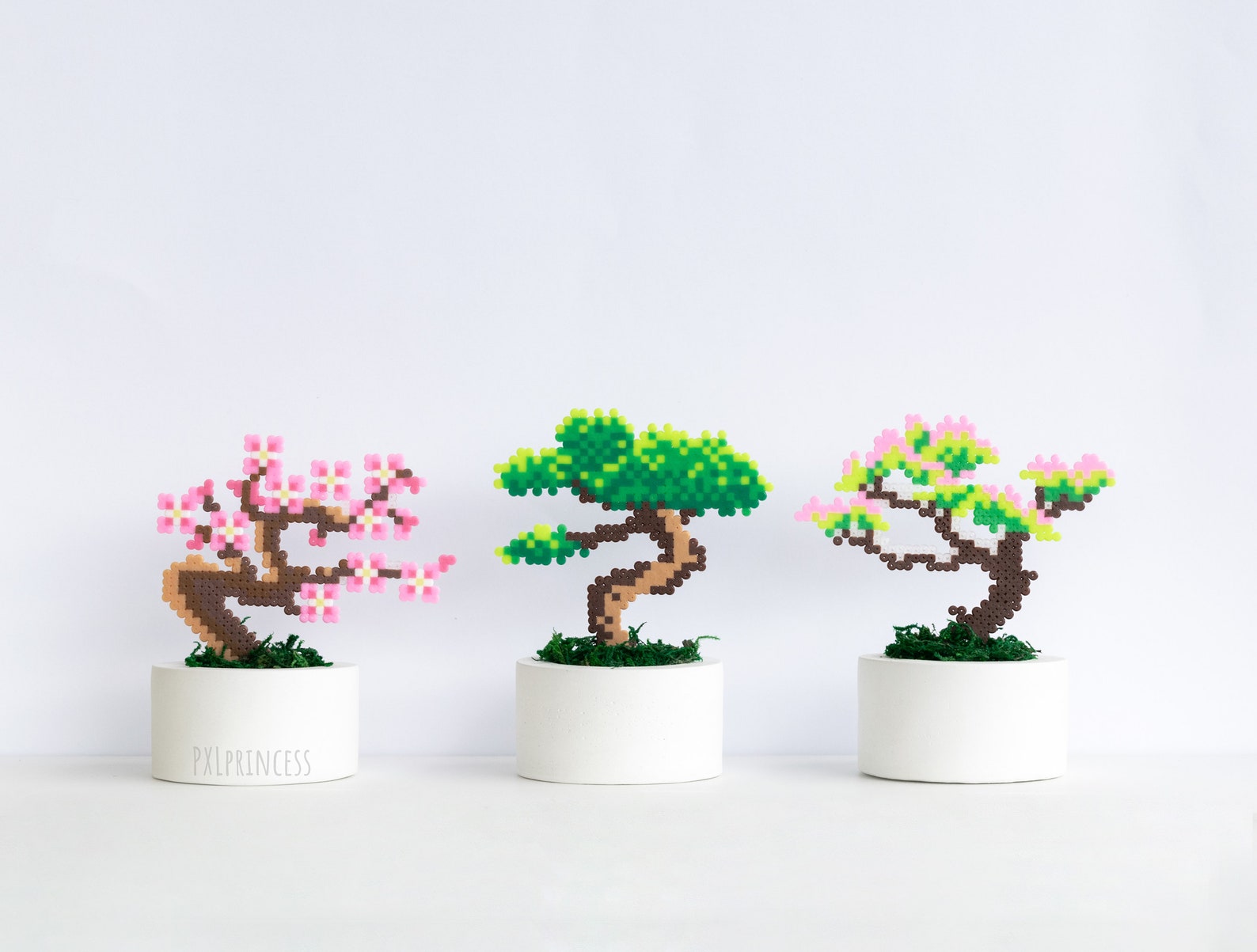 Bonsai Tree Pixel Plant in a Pot Artificial Plant Potted Plant Perler ...