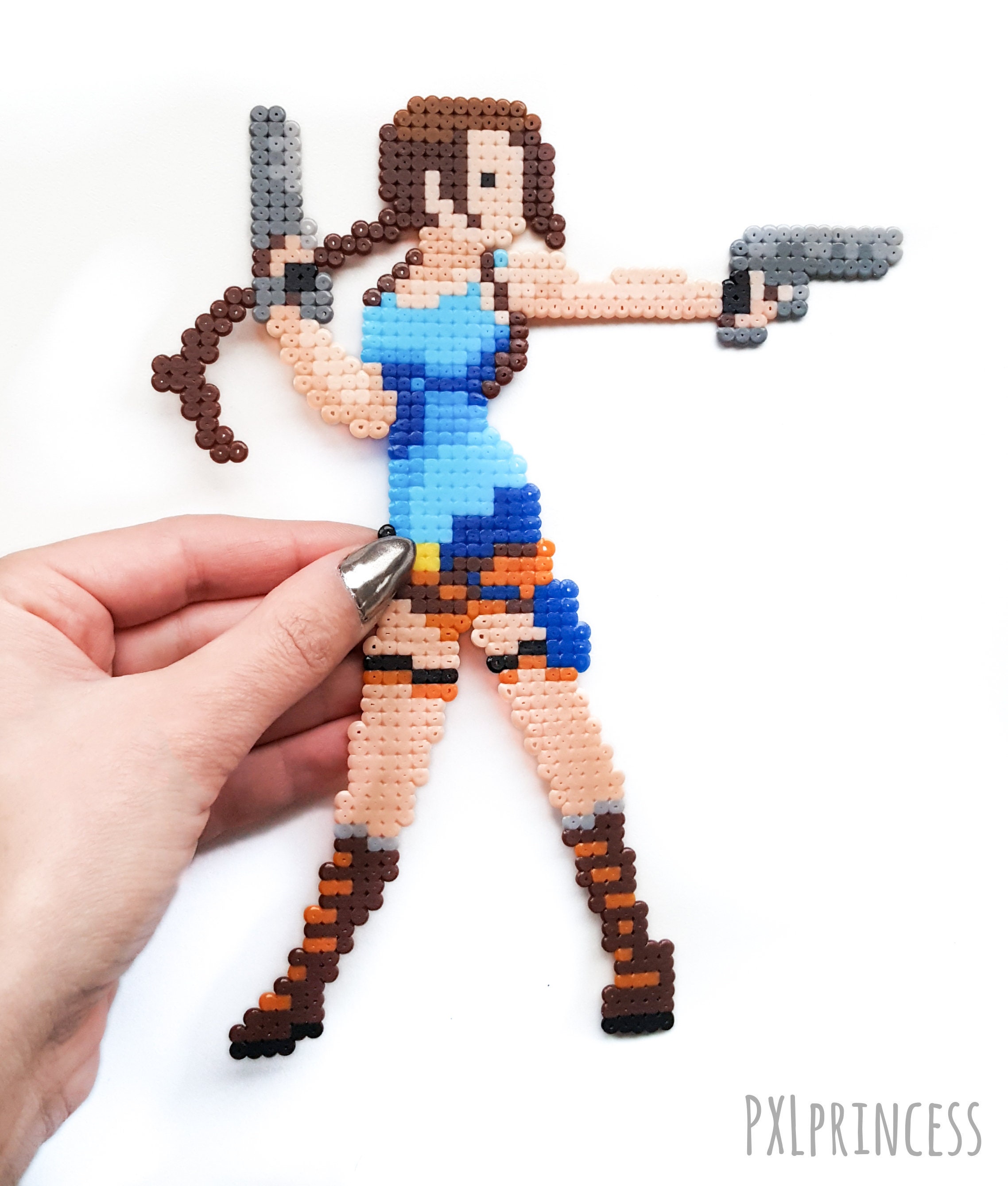 Lara Croft Pixel art magnet Hama perler beads Tomb Raider | Etsy
