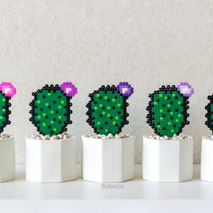 Pixel Cacti in Handmade Pot Cactus 8 Bit Artificial Succulent Potted ...