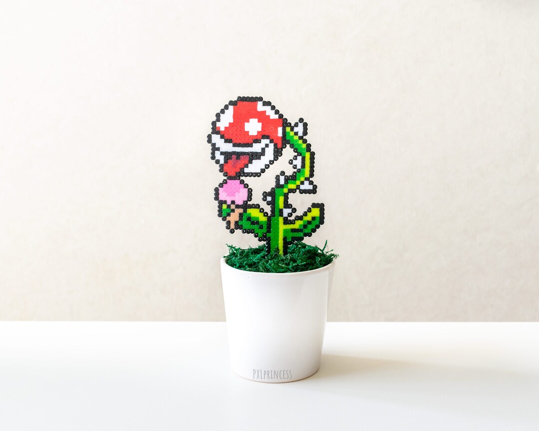 Summer Pixel Plant in a Pot Piranha Plant Perler Super Mario Gamer Hama ...