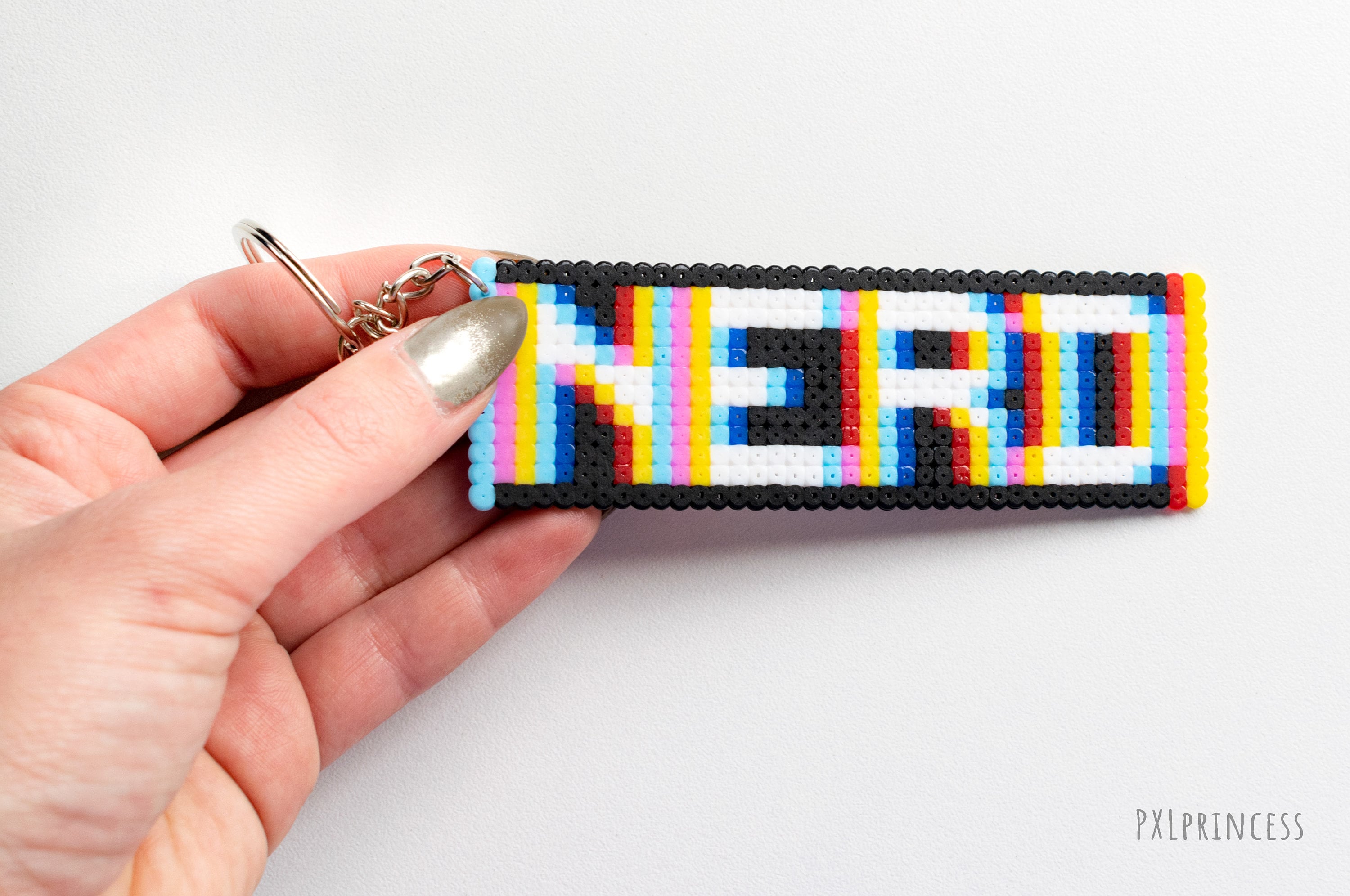 Game Over Press Start Nerd Perler Hama Beads Keychain 3D 8 bit game ...