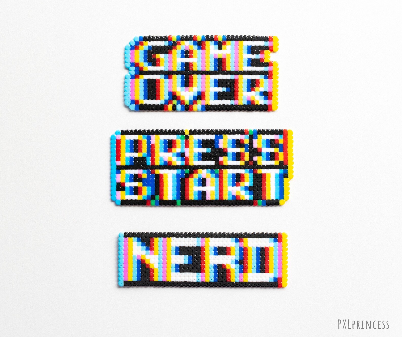 Game Over Press Start Nerd Perler Hama Beads Keychain 3D 8 Bit - Etsy