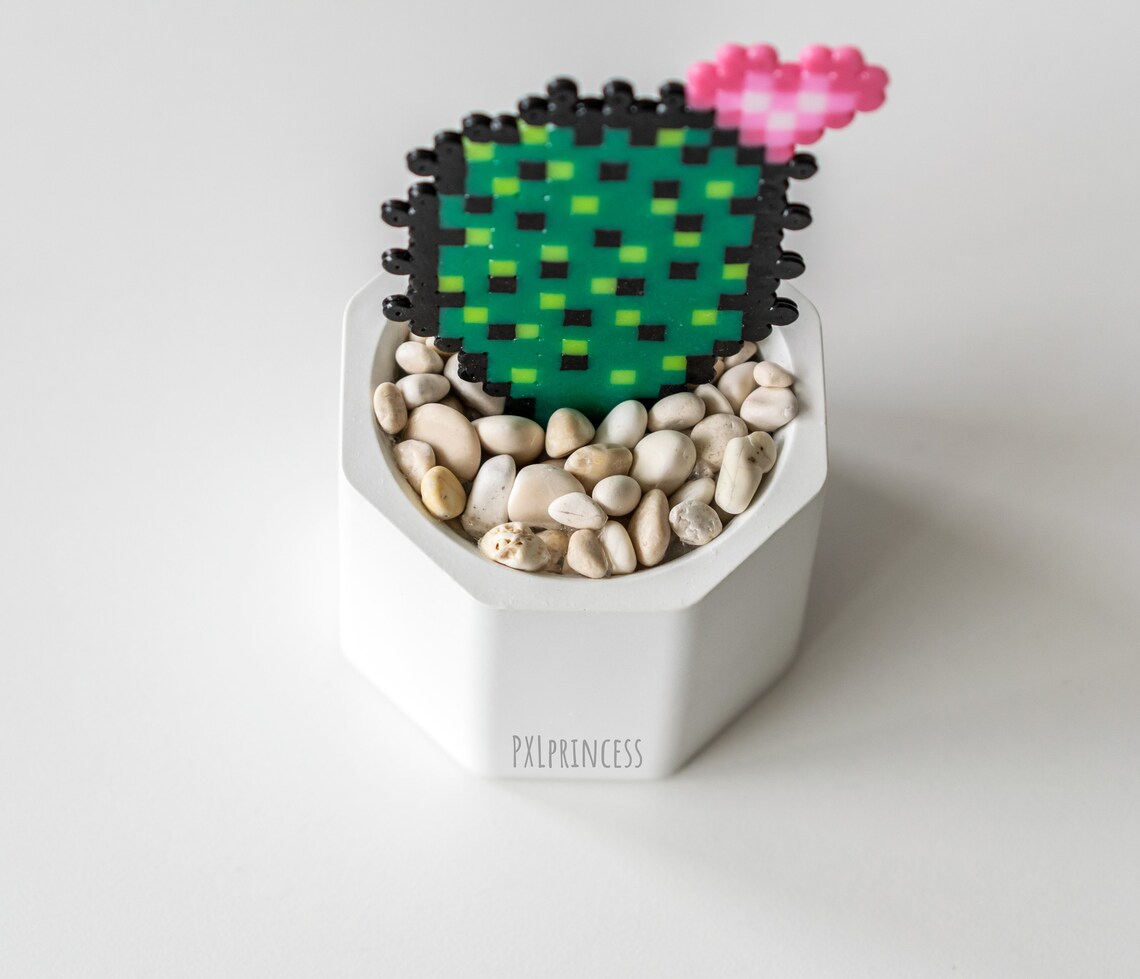 Pixel Plant in Concrete Pot Pixel Cactus Faux Cacti Pixel Art - Etsy