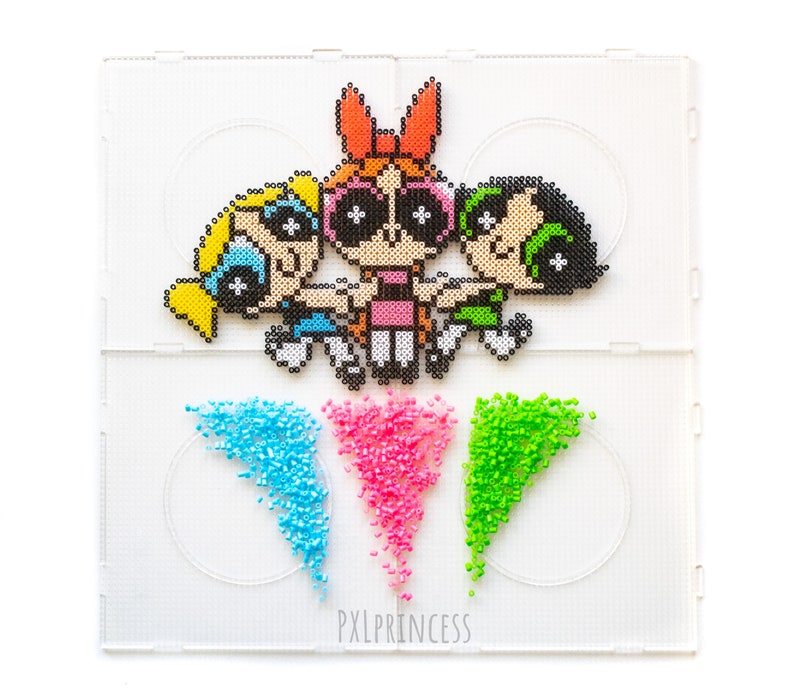 Powerpuff Girls Pixel art magnet Hama perler beads blossom | Etsy