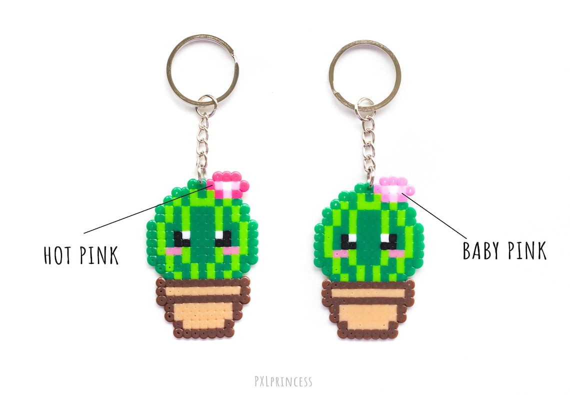 Cacti Keychain Succulent Perler Hama Beads 8bit Kawaii Cactus - Etsy