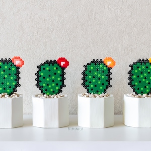 Pixel Cacti in Handmade Pot Cactus 8 Bit Artificial Succulent Potted ...