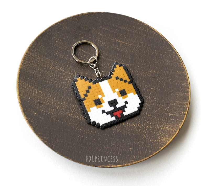 Corgi Dog Keychain Pixel art Corgi butt 8 bit Shiba Golden | Etsy